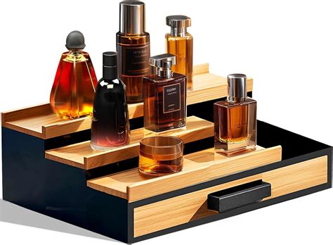 Betimeye Cologne Organizer For Men 3 Tiers Wooden Perfume