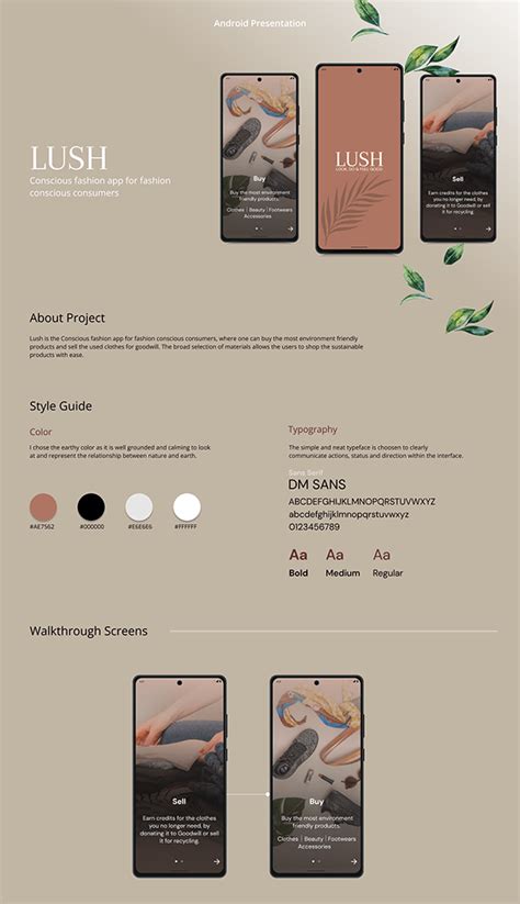 Android Presentation Sustainable Fashion App Behance