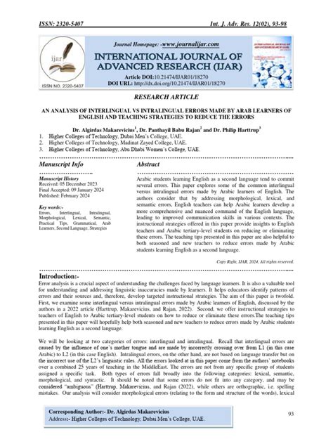 an analysis of interlingual vs intralingual errors made by arab
