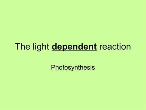 Photosynthesis Light Dependent Reactions Pptx Chemistry Science