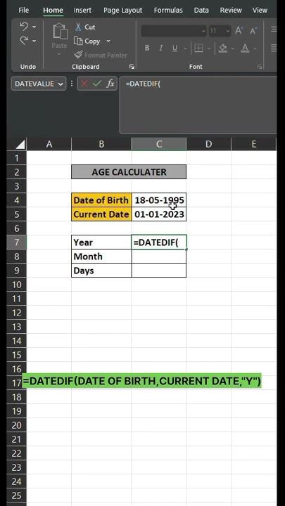 How To Calculate Age In Excel Easy Tips Excel Exceltips Exceltutorial Exceltricks Tamil