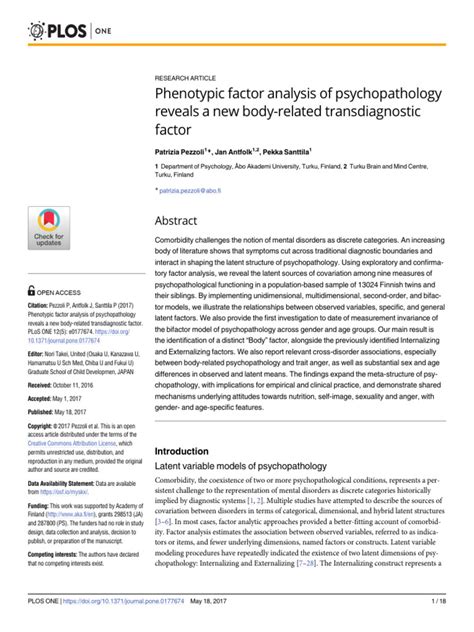 Phenotypic Factor Analysis Of Psychopathology Reveals A New Body