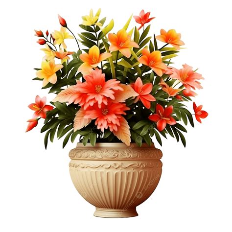 Vaso De Plantas E Flores Isoladas Para Decoração Gerada Por Ia Png