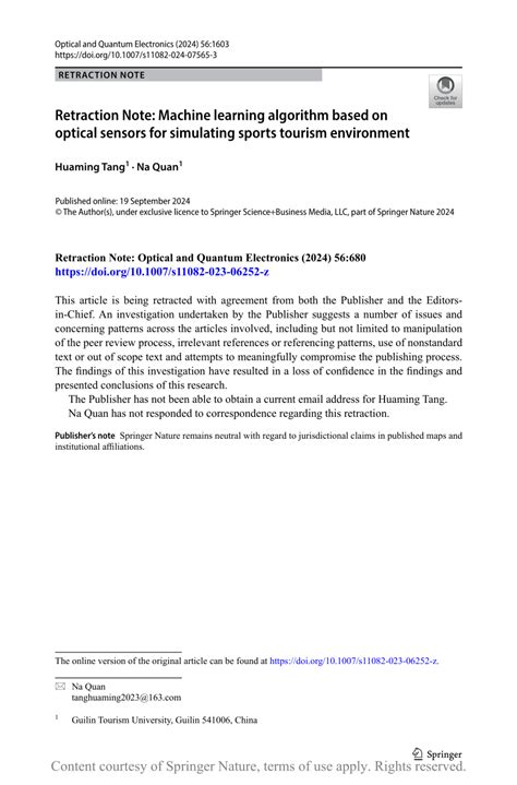 Retraction Note Machine Learning Algorithm Based On Optical Sensors For Simulating Sports