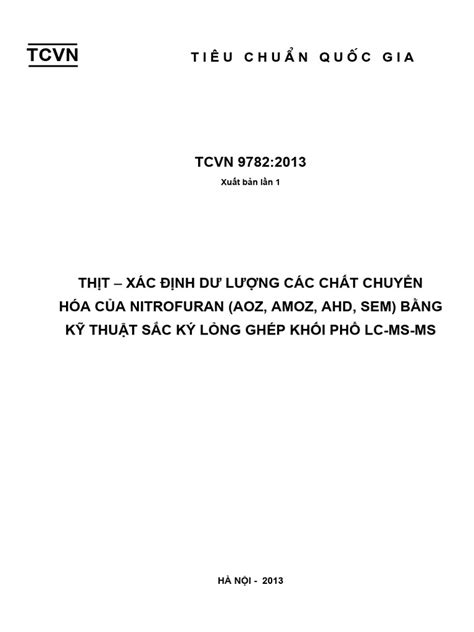 Tieu Chuan Tcvn 9782 2013 Xac Dinh Du Luong Cac Chat Chuyen Hoa Cua Nitrofuran Trong Thit Pdf