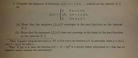 5 Consider The Sequence Of Functions Fnx N