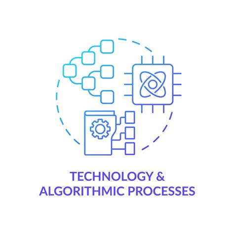 Technology And Algorithmic Processes Blue Gradient Concept Icon Information Systems Interaction