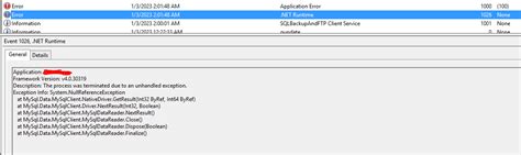sql backup and ftp 12 7 crash database mysql event viewer 1026 application issues sql backup