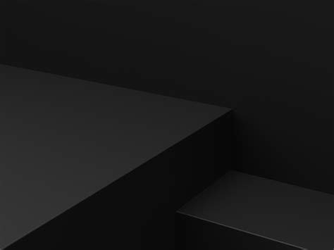 제품 쇼케이스 3d 렌더링을 위한 큐브 플랫폼이 있는 어두운 배경의 검은색 연단 또는 받침대 디스플레이 프리미엄 사진