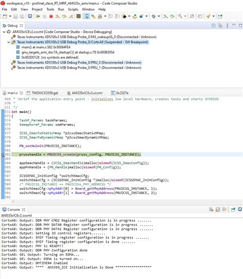 CCS TMDSICE Profinet RT Slave Debug Exception Processors Forum Processors TI E E
