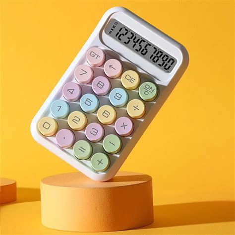 Mechanical Pushbutton Calculator 12 Digit Large Lcd Display Big Buttons Easy To Press Colorful