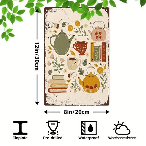 빈티지 차 주전자 금속 틴 사인 방수 및 방진 철 아트워크 홈 방 바 카페 장식용 침실 레스토랑 커피숍을 위한 미적 벽 포스터 독특한 크리스마스