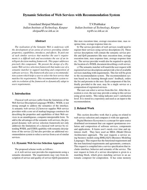 pdf dynamic selection of web services with recommendation system