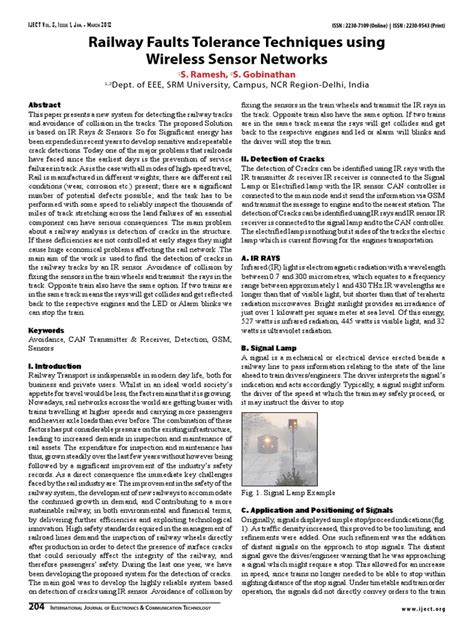 Pdf Railway Faults Tolerance Techniques Using Wireless Sensor