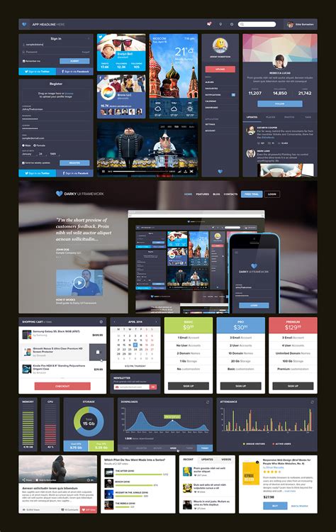 20 Dark Ui Elements Kit Free Psd File Download Psd