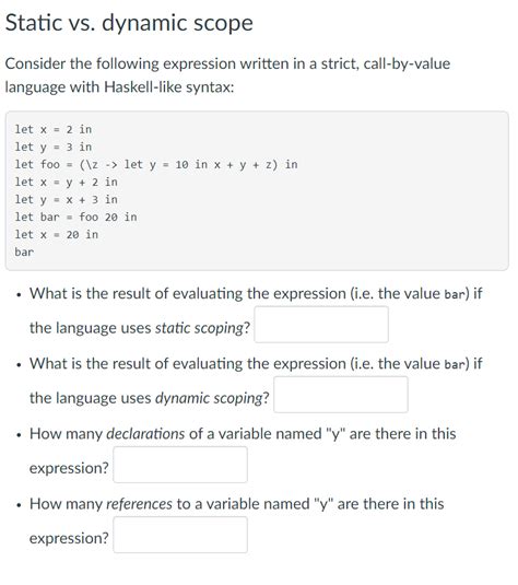 Static Vs Dynamic Scope Consider The Following