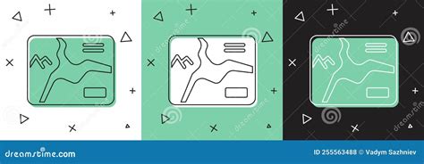 Set Topographic Map With Route And Coordinates Icon Isolated On White And Green Black