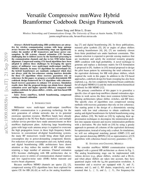 Versatile Compressive Mmwave Hybrid Beamformer Codebook Design Framework Deepai