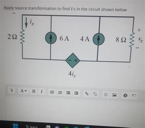 Solved Apply Source Transformation To Find Vx In The Circuit