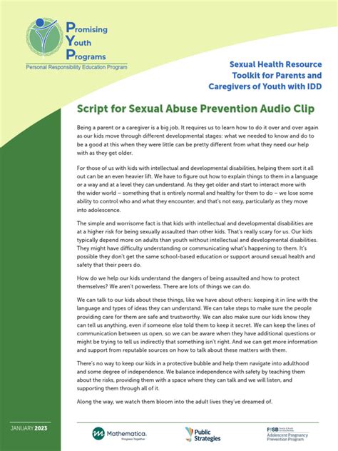 Idd Sexual Abuse Prev Script Pdf Developmental Disabilities Youth
