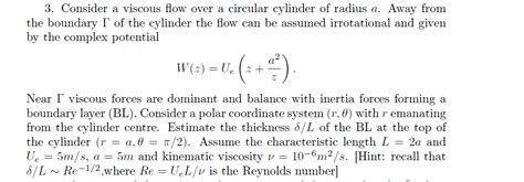 3 Consider A Viscous Flow Over A Circular Cylinder