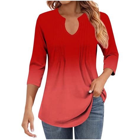 Dreluolixuan Womens 34 Sleeve Workout Tops 34 Sleeve V Neck Loosetee