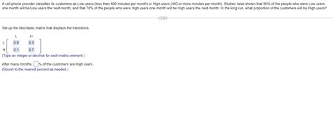 Solved Set Up The Stochastic Matrix That Displays The