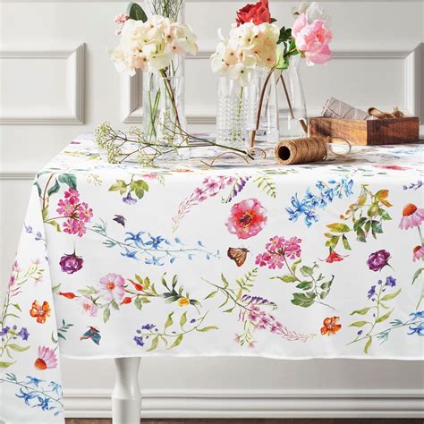 Spring Floral Tablecloth Fabric Easter Coloring Rectangle Table Cloth For Spring Dining Room