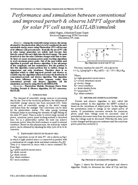 Performance And Simulation Between Conventional And Improve Pando Mppt Pdf Photovoltaics