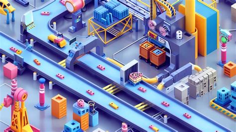 Premium Photo Colorful Intricate Miniature Factory Assembly Line