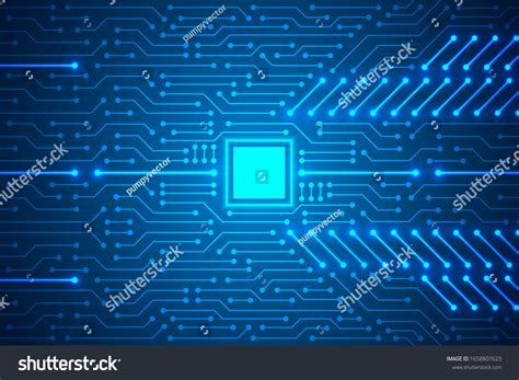 Microchip Technology Background Blue Digital Circuit Stock Vector Royalty Free