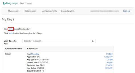 Example How To Get The Access Token Credentials From Bing Maps