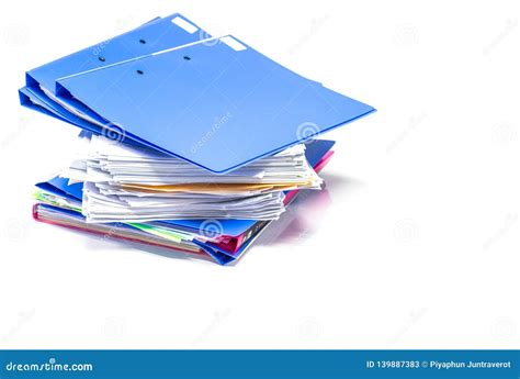 Blue File Folder With Documents On The White Table Stock Image Image Of Data Arrange 139887383