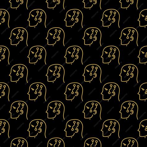 Premium Vector Head With Ai Circuits Vector Robot Learning Line Dark Seamless Pattern