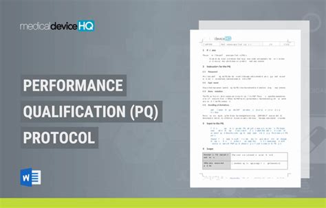 Performance Qualification Pq Protocol Template Medical Device