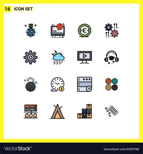 Set 16 Flat Color Filled Lines On Grid Royalty Free Vector