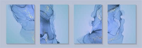 추상적인 파란색 잉크 파와 황금 물빛이 있는 수채화 배경 0명에 대한 스톡 벡터 아트 및 기타 이미지 0명 Rsvp