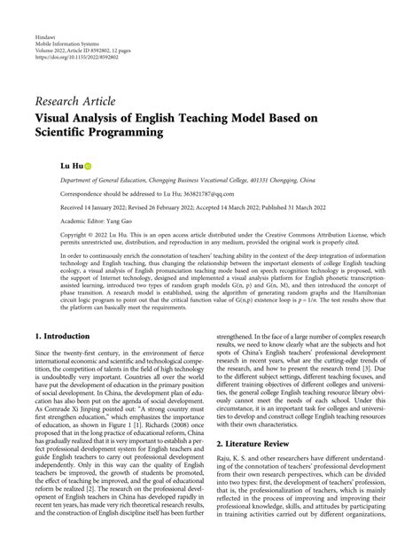 Pdf Visual Analysis Of English Teaching Model Based On Scientific Programming