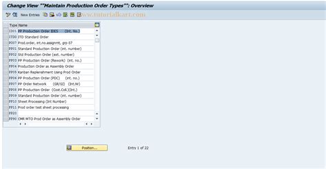 OPJH SAP Tcode Order Types Production Order