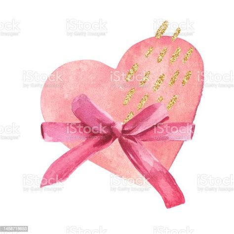 발렌타인 데이를 위해 리본으로 묶인 핑크 하트 수채화 분리 0명에 대한 스톡 벡터 아트 및 기타 이미지 0명 곰 공휴일 Istock