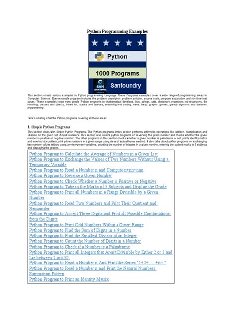 Python Programming Examples Overview Pdf Dynamic Programming