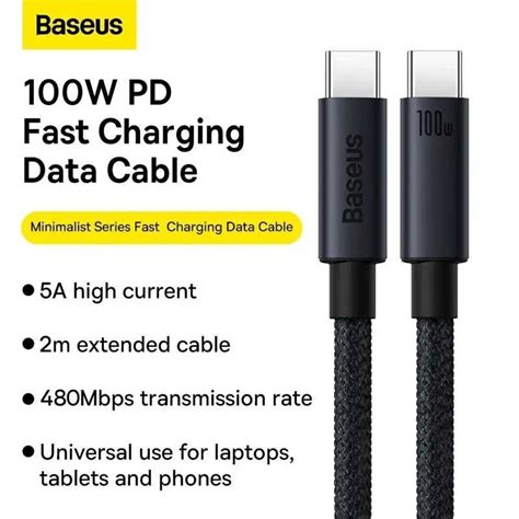 Кабель Baseus Usb Pd 100w 2м Usb Type C до Usb Type C 290 грн Аксесуари для ноутбуків