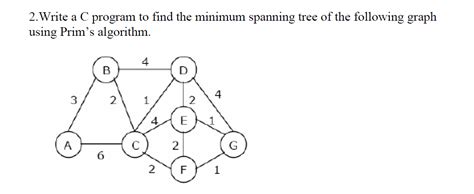 Solved Write A C Program To Find The Minimum Spanning Tree Chegg