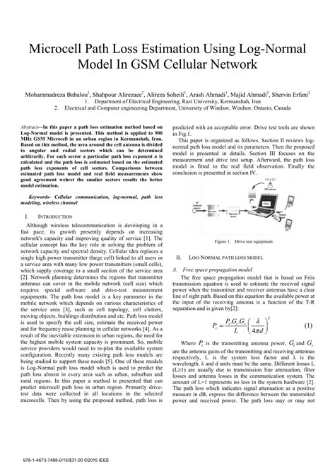 Pdf Microcell Path Loss Estimation Using Log Normal Model In Gsm