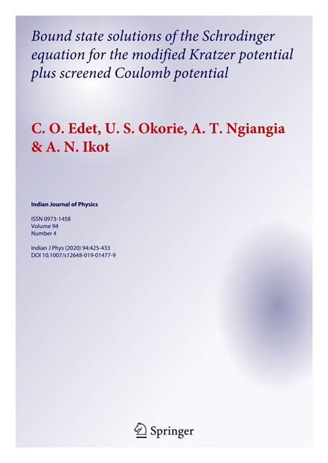 Pdf Thermodynamic Functions For Diatomic Molecules With Modified Kratzer Plus Screened Coulomb