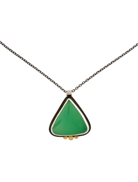 Ananda Khalsa Chrysoprase Necklace 22k Yellow Gold Pendant Necklace