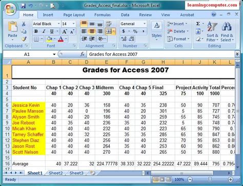 microsoft excel home tab