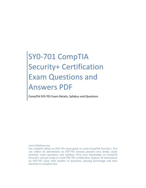 Ppt Sy0 701 Comptia Security Certification Exam Questions And Answers Pdf Powerpoint