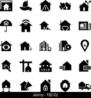 Real Estate Glyphe Icon Set Collection De Symboles Daccueil Croquis