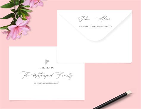 Elegant Pink And Gold Wedding Envelope Address Template Wordlayouts